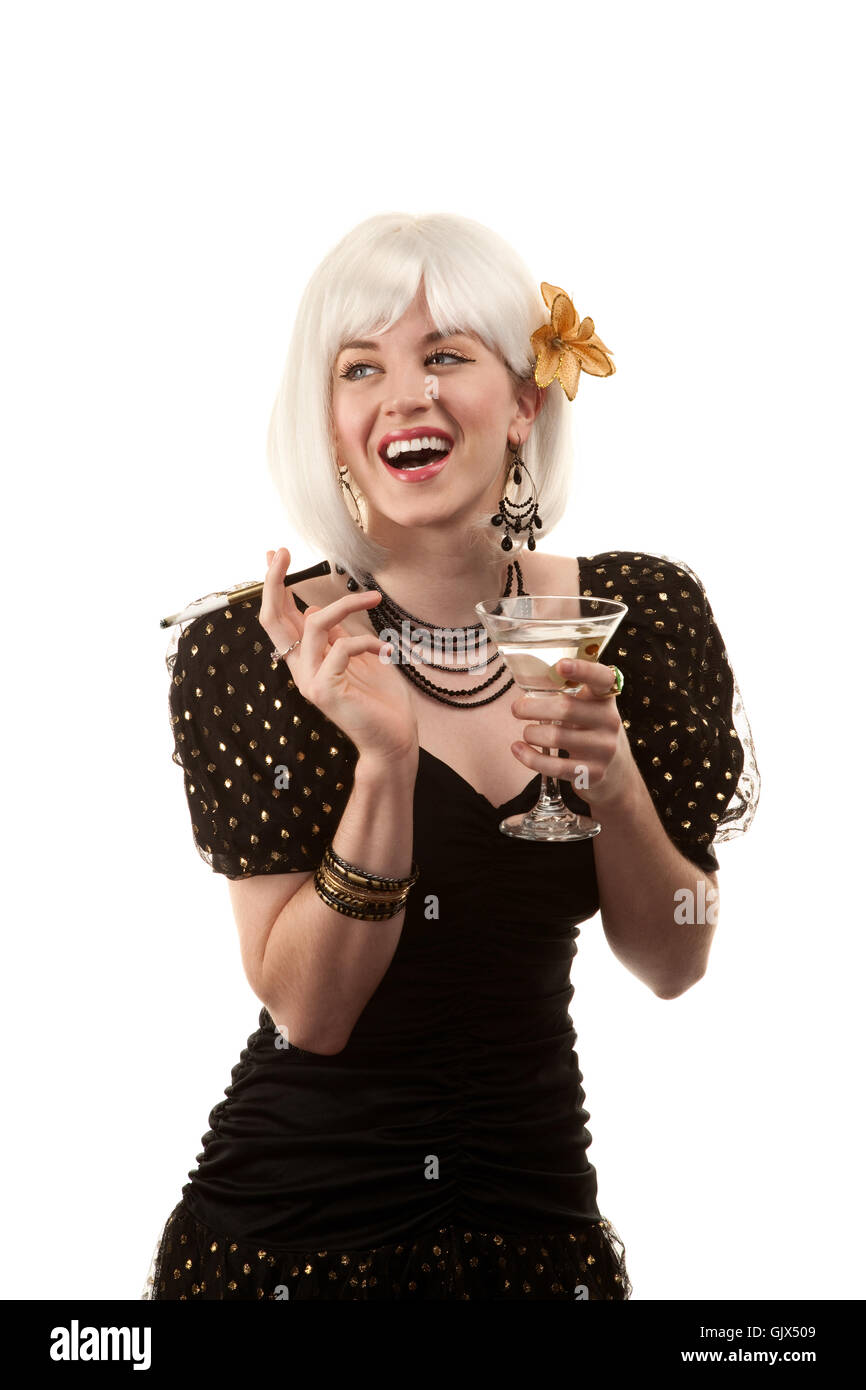 Retro woman drinking martini hi-res stock photography and images - Alamy
