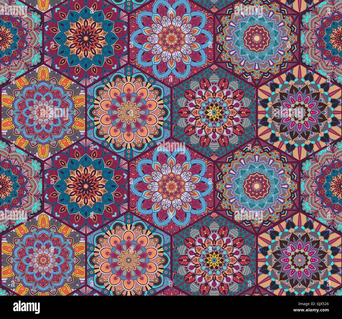Tiles Pattern Colorful Hexagon Stock Vector Image & Art - Alamy