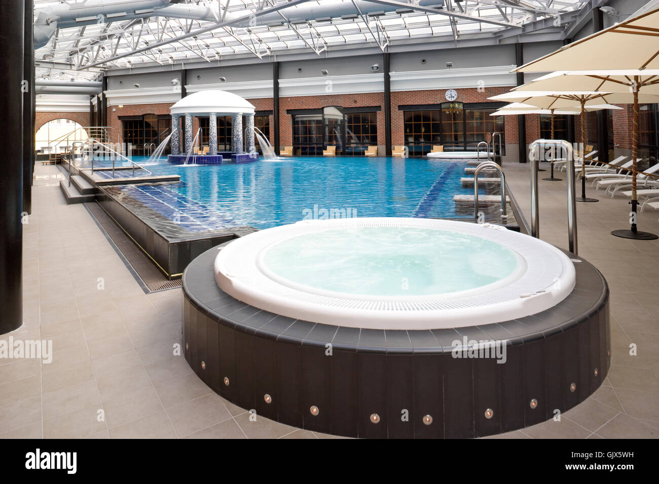 swimming pools in a spa hotel in the attic Stock Photo - Alamy