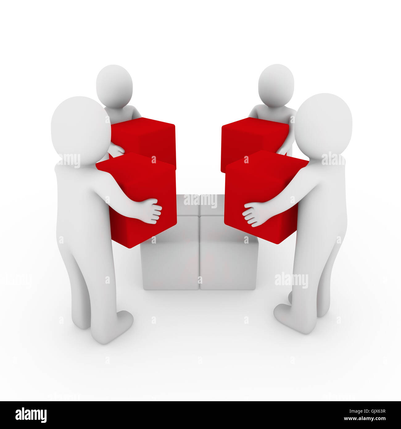3d human puzzle red business white success teamwork Cut Out Stock ...