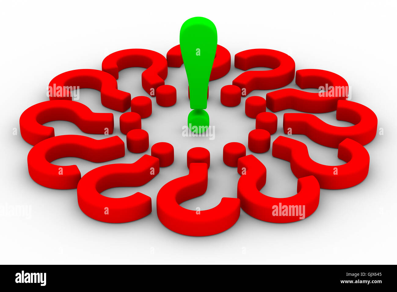 Questions round exclamation mark. Isolated 3D image Stock Photo - Alamy