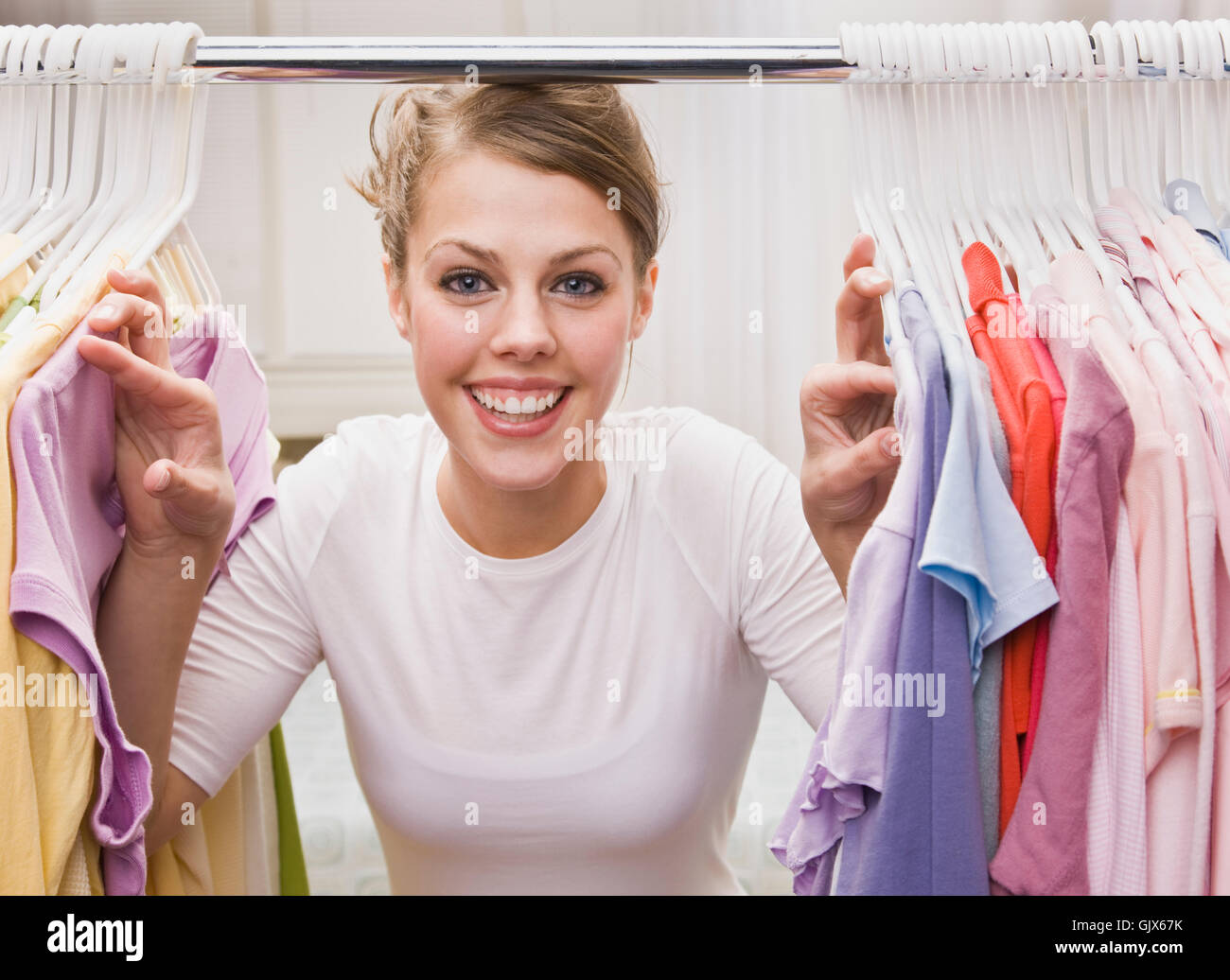 woman house building Stock Photo - Alamy