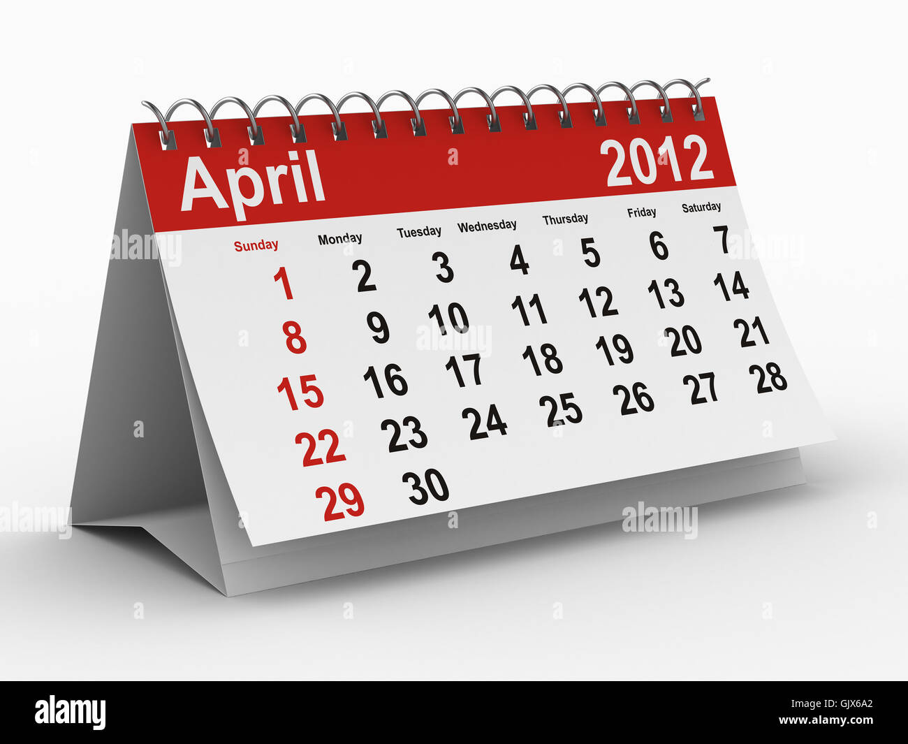 2012 year calendar. April. Isolated 3D image Stock Photo - Alamy