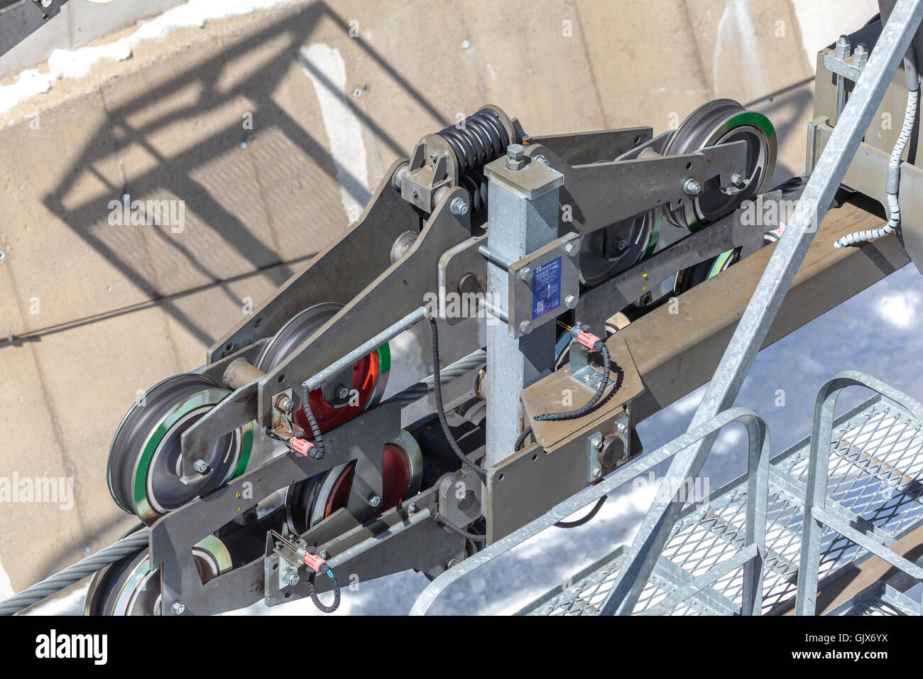 Cable pulley system used to run a ski lift Stock Photo - Alamy