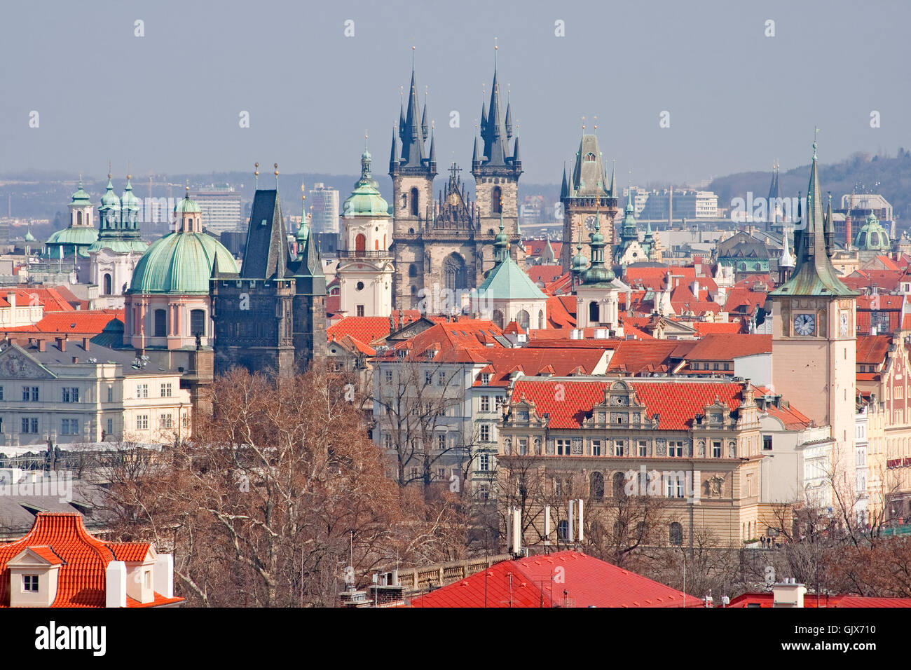 old town prague churches Stock Photo - Alamy