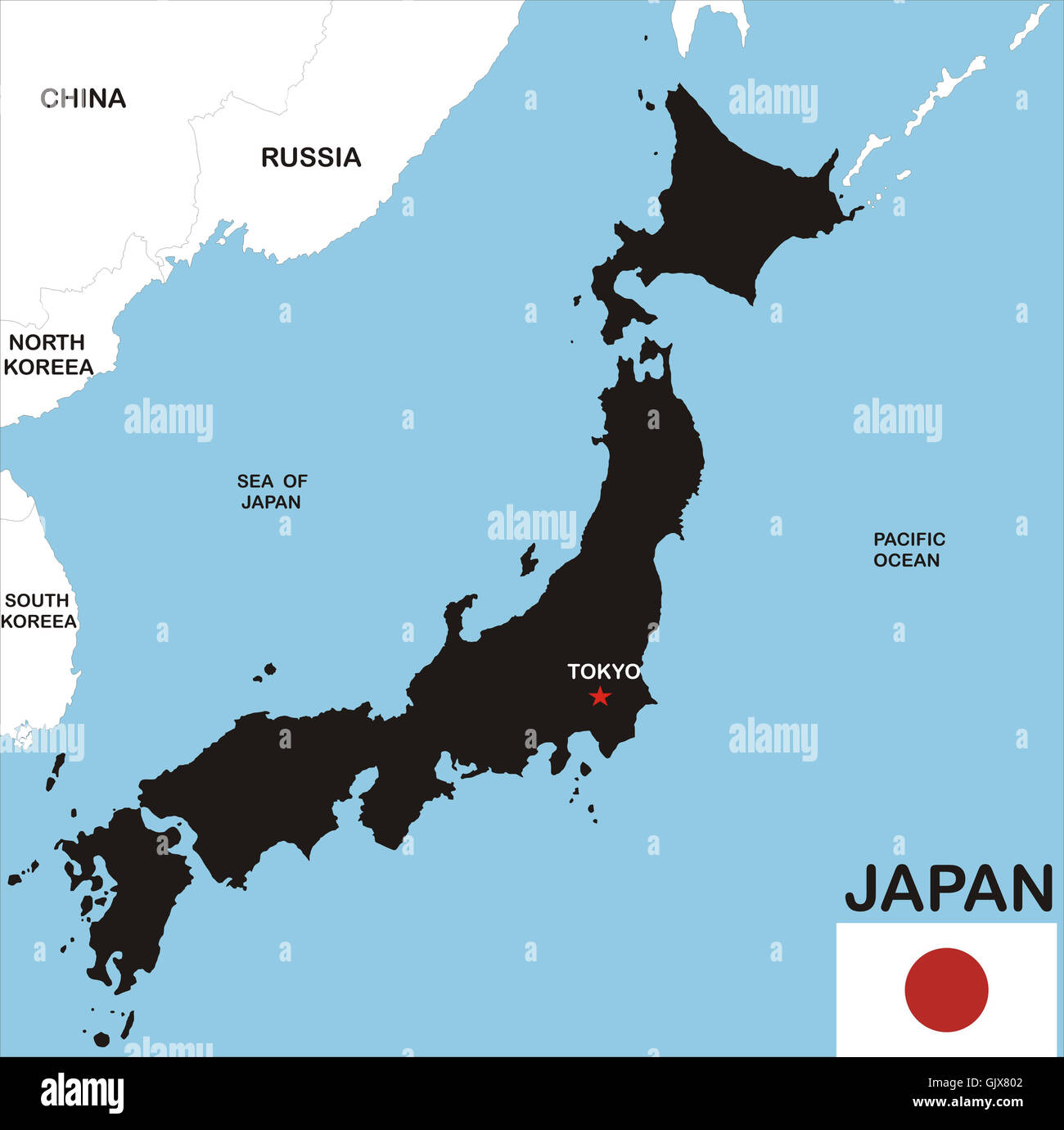 Japan map black hi-res stock photography and images - Alamy