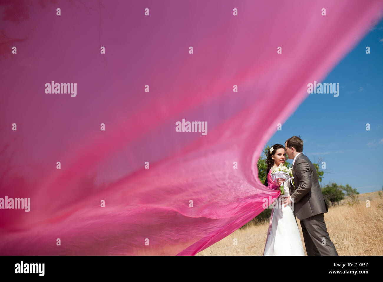with flying shawl Stock Photo - Alamy