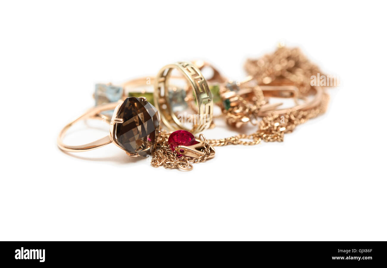 Collection gold jewelry Cut Out Stock Images & Pictures - Alamy