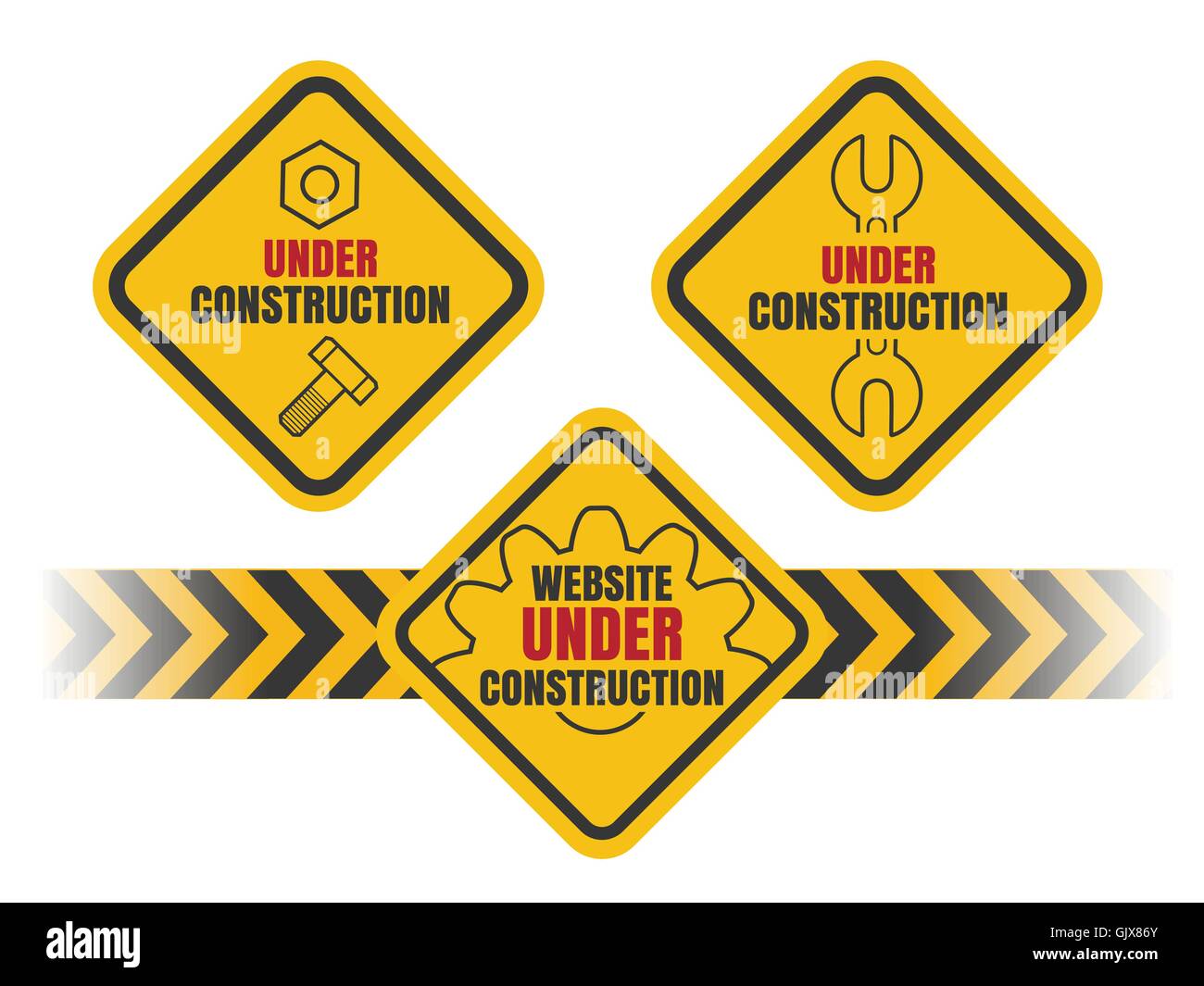 Colorful Under Construction label or emblem set. Isolated on white ...