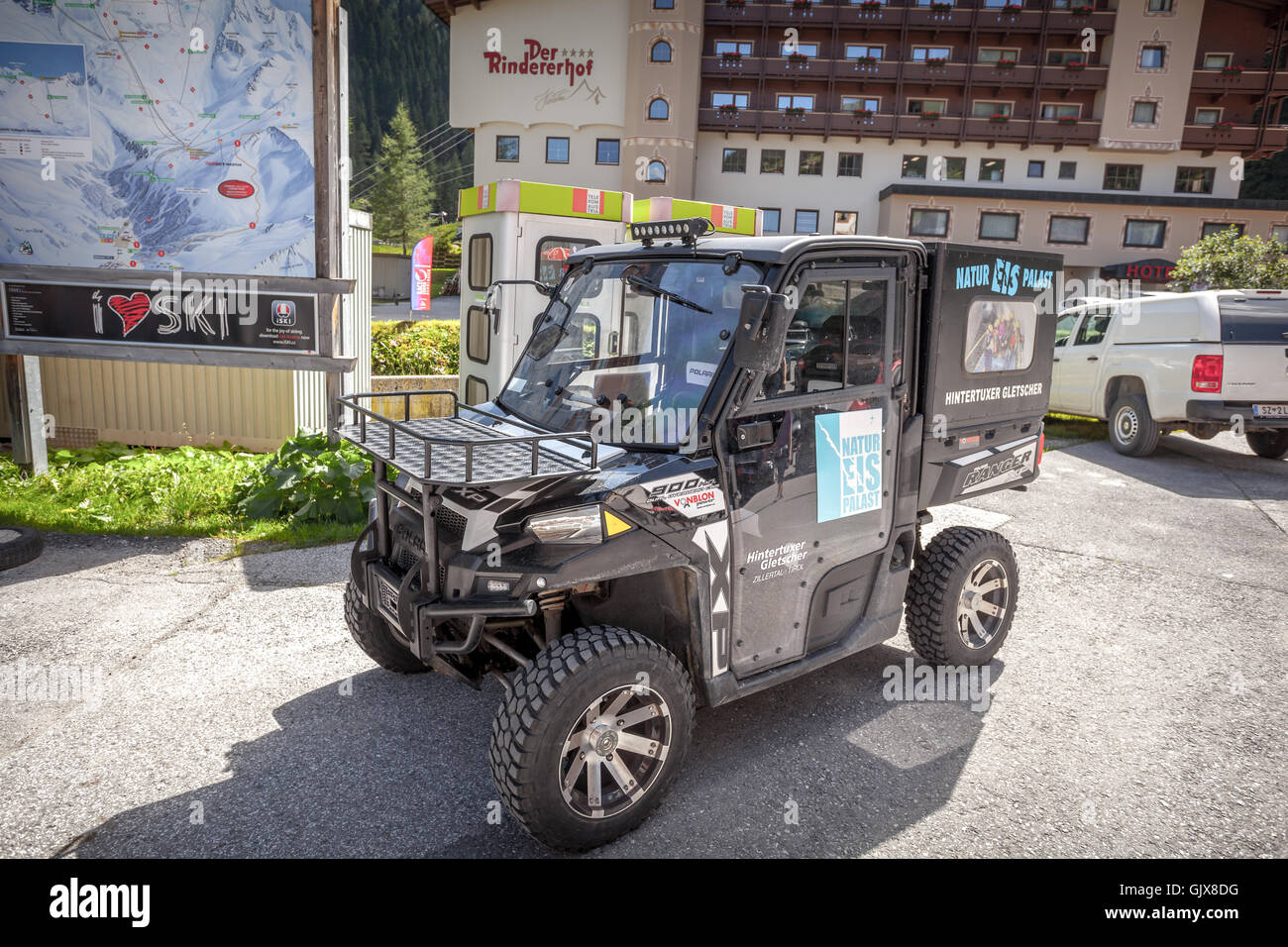 atv utilitar Polaris ranger xp in Austria mountain Stock Photo - Alamy