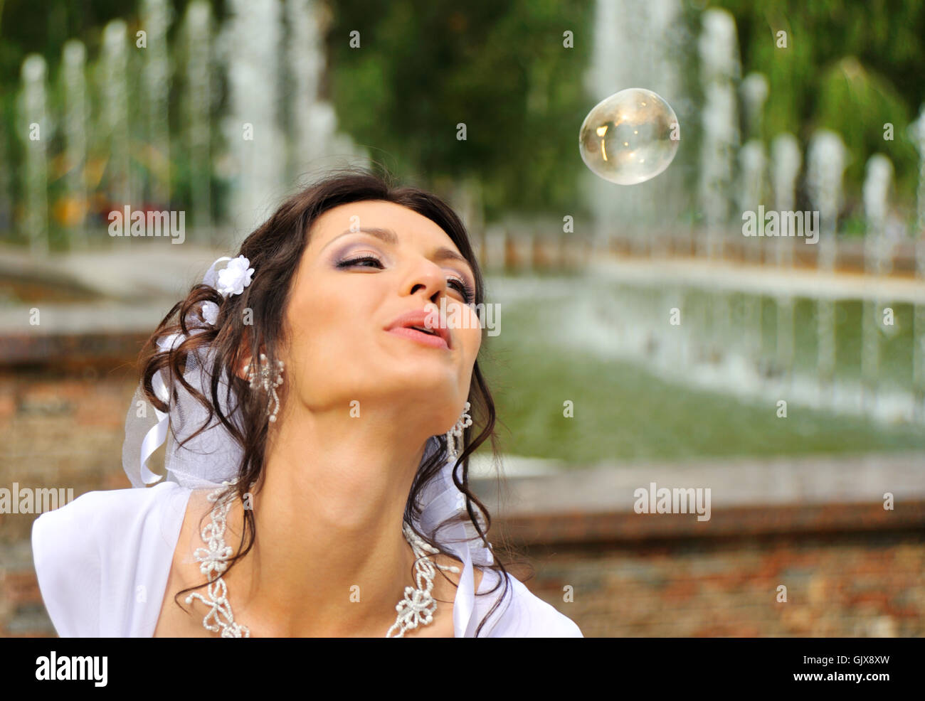 The bride and soap bubbles Stock Photo - Alamy
