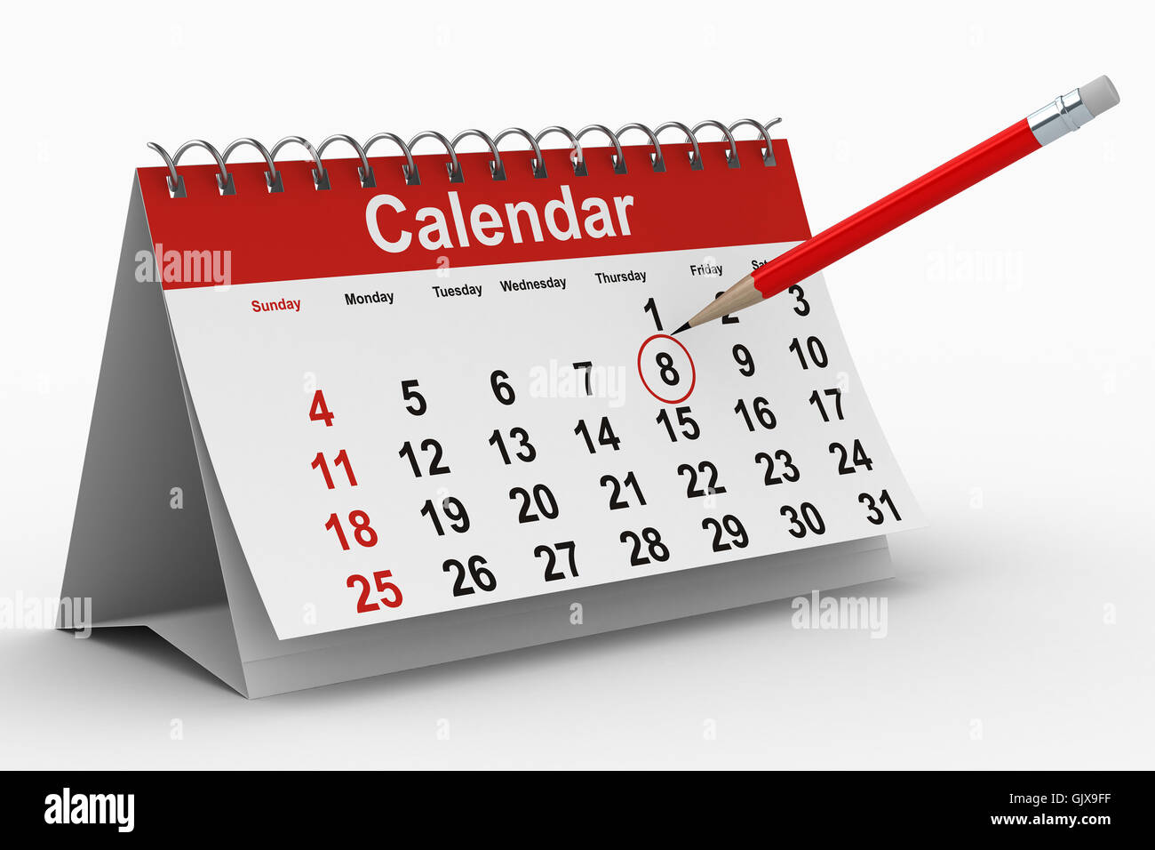 calendar on white background. Isolated 3D image Stock Photo - Alamy