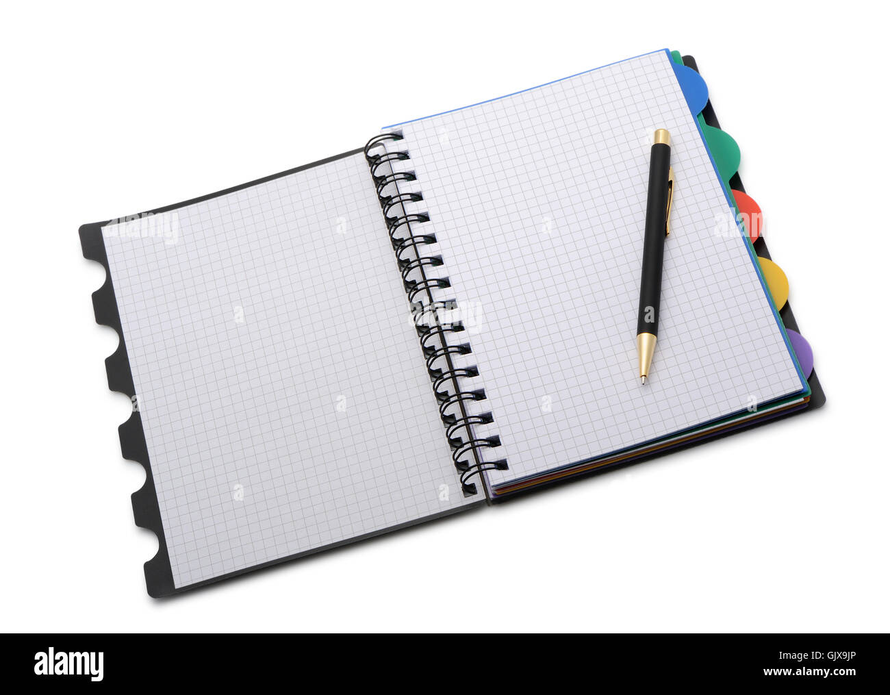 Notebook - organizer with the stylish pen.Color bookmarks Stock Photo ...