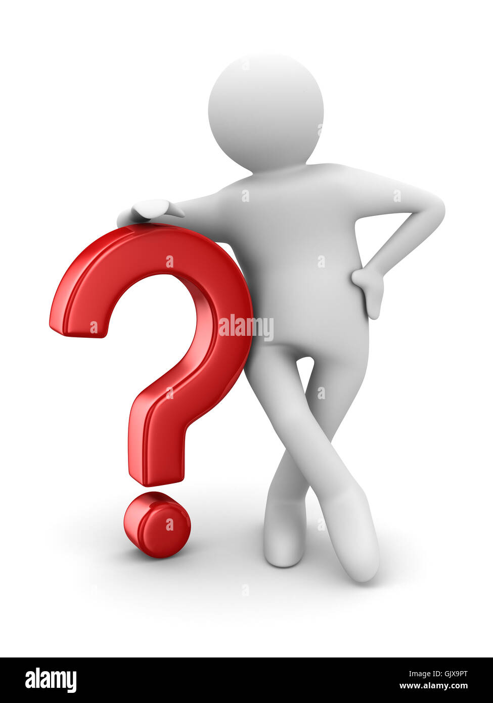 man with question on white. Isolated 3D image Stock Photo - Alamy