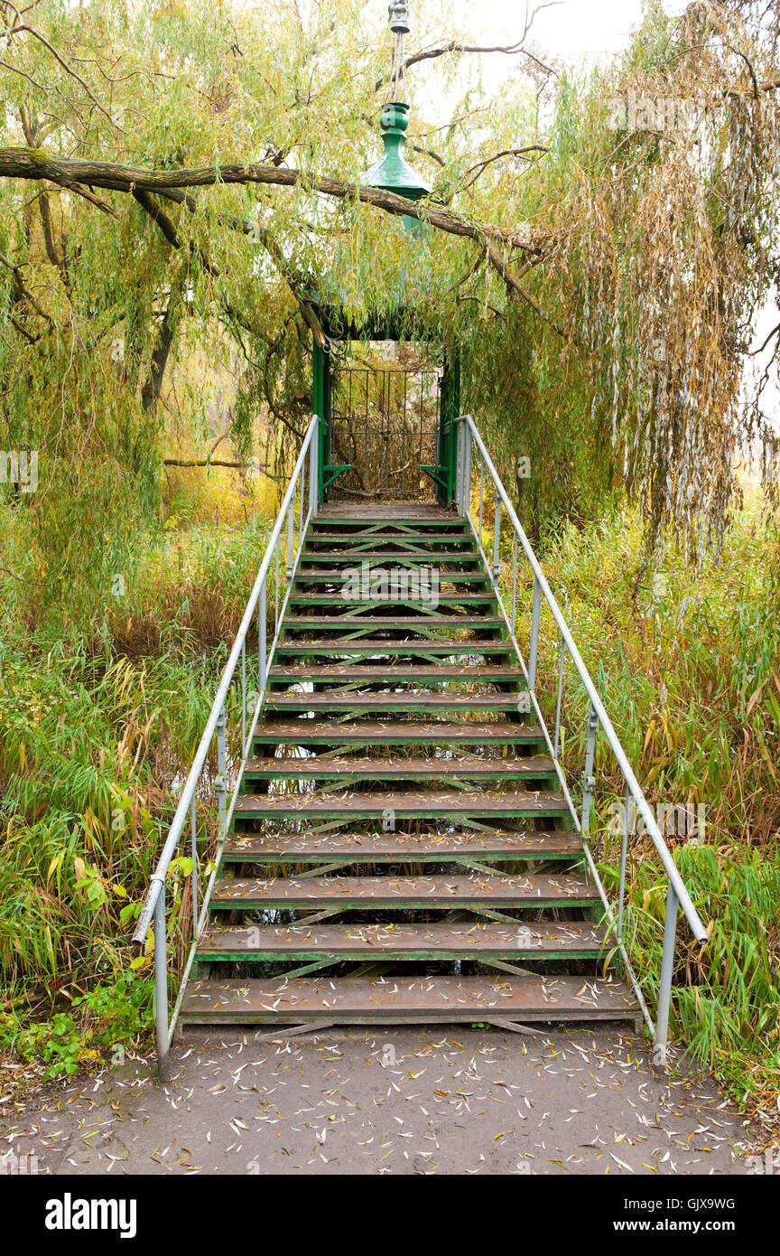 Iron ladder in summer house above a reservoir Stock Photo - Alamy