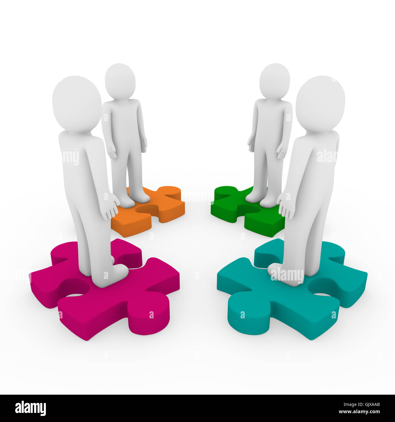 3d men puzzle teamwork Stock Photo - Alamy