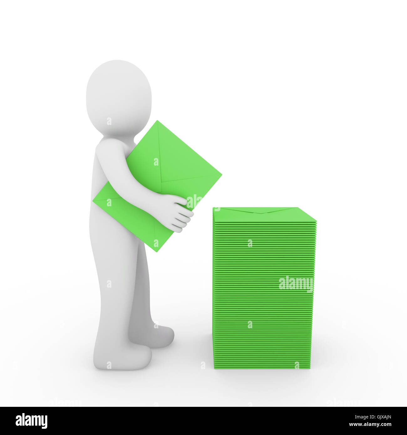 3d human letter mailbox paper green Stock Photo - Alamy