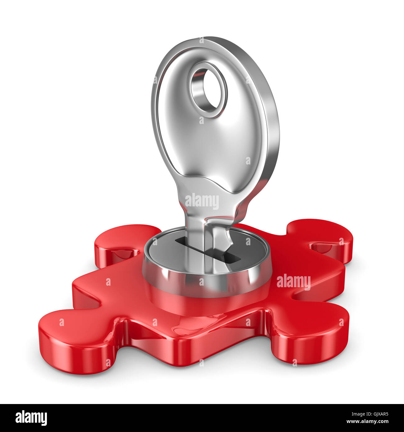 Puzzle with key on white background. Isolated 3D image Stock Photo - Alamy