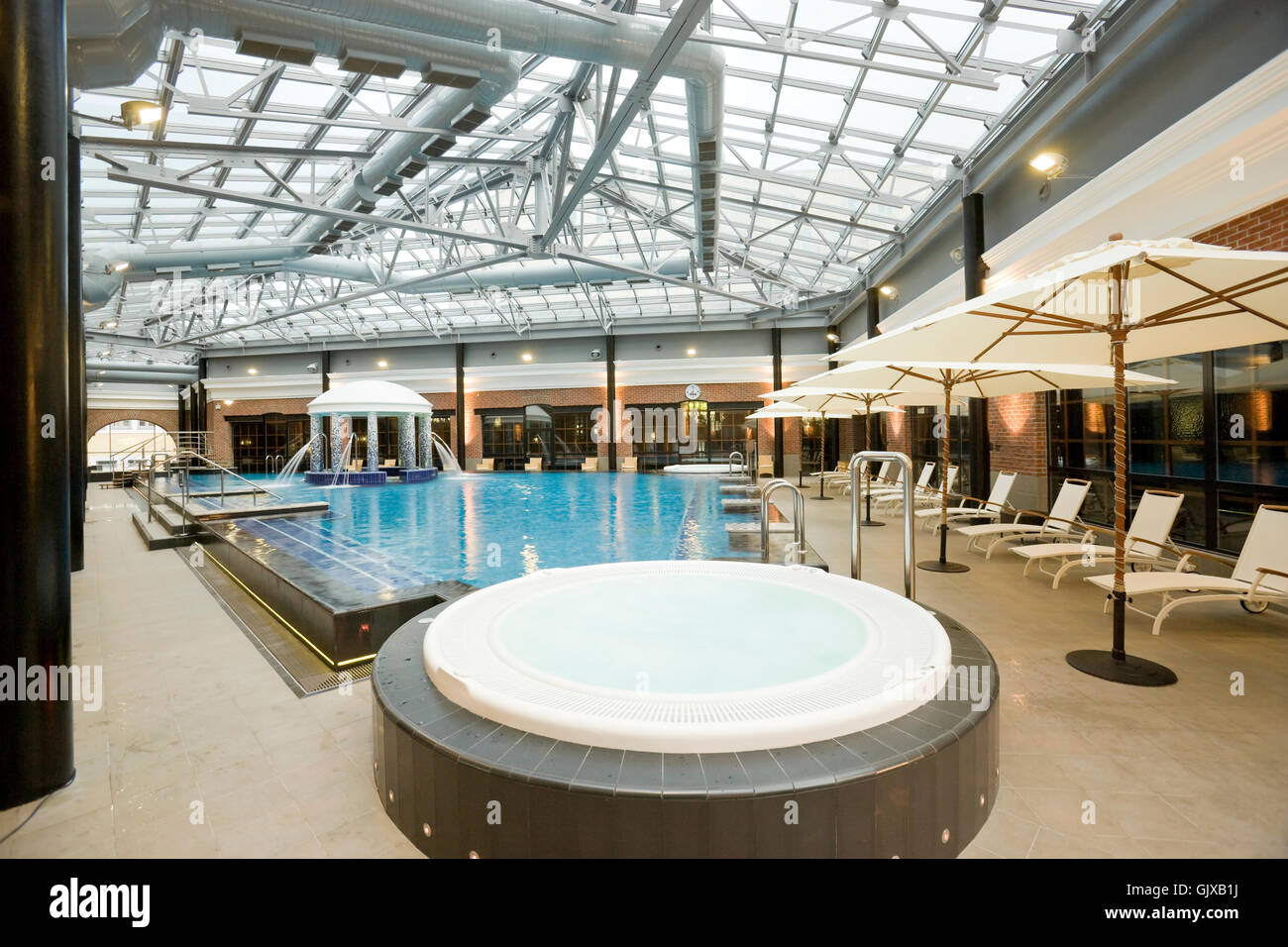 swimming pools in a spa hotel in the attic Stock Photo - Alamy