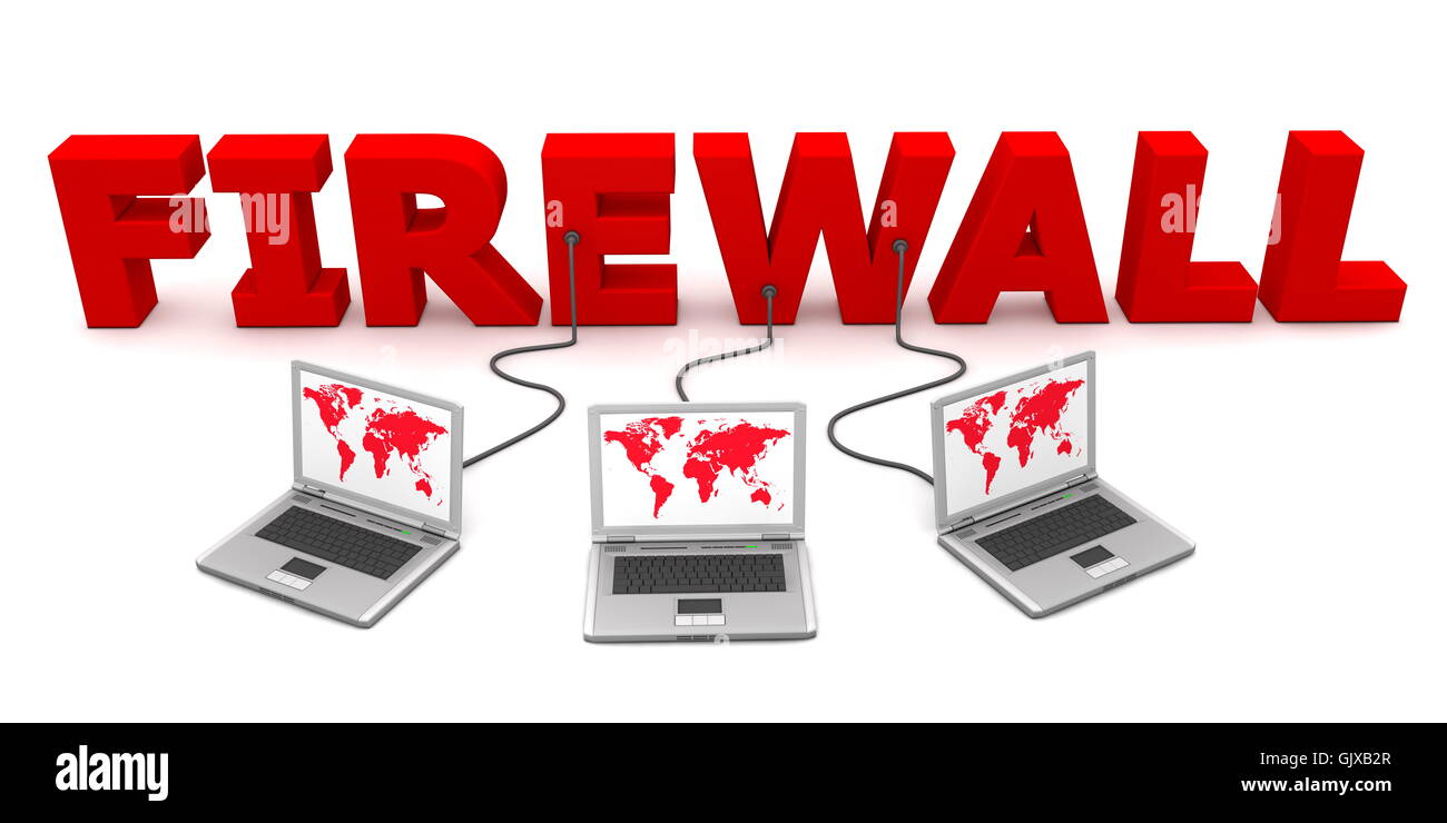 Multiple Wired to Firewall - Red Stock Photo - Alamy