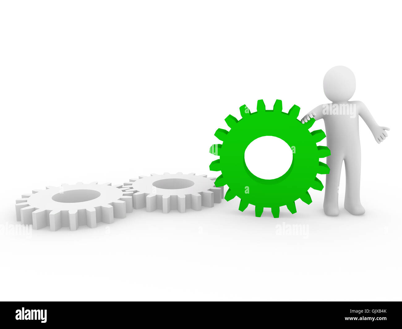 3d human gear red white Stock Photo - Alamy