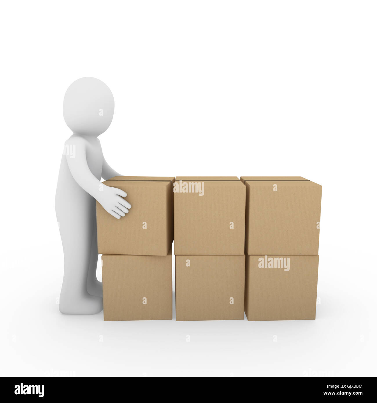 3d human carton package shipping Stock Photo - Alamy