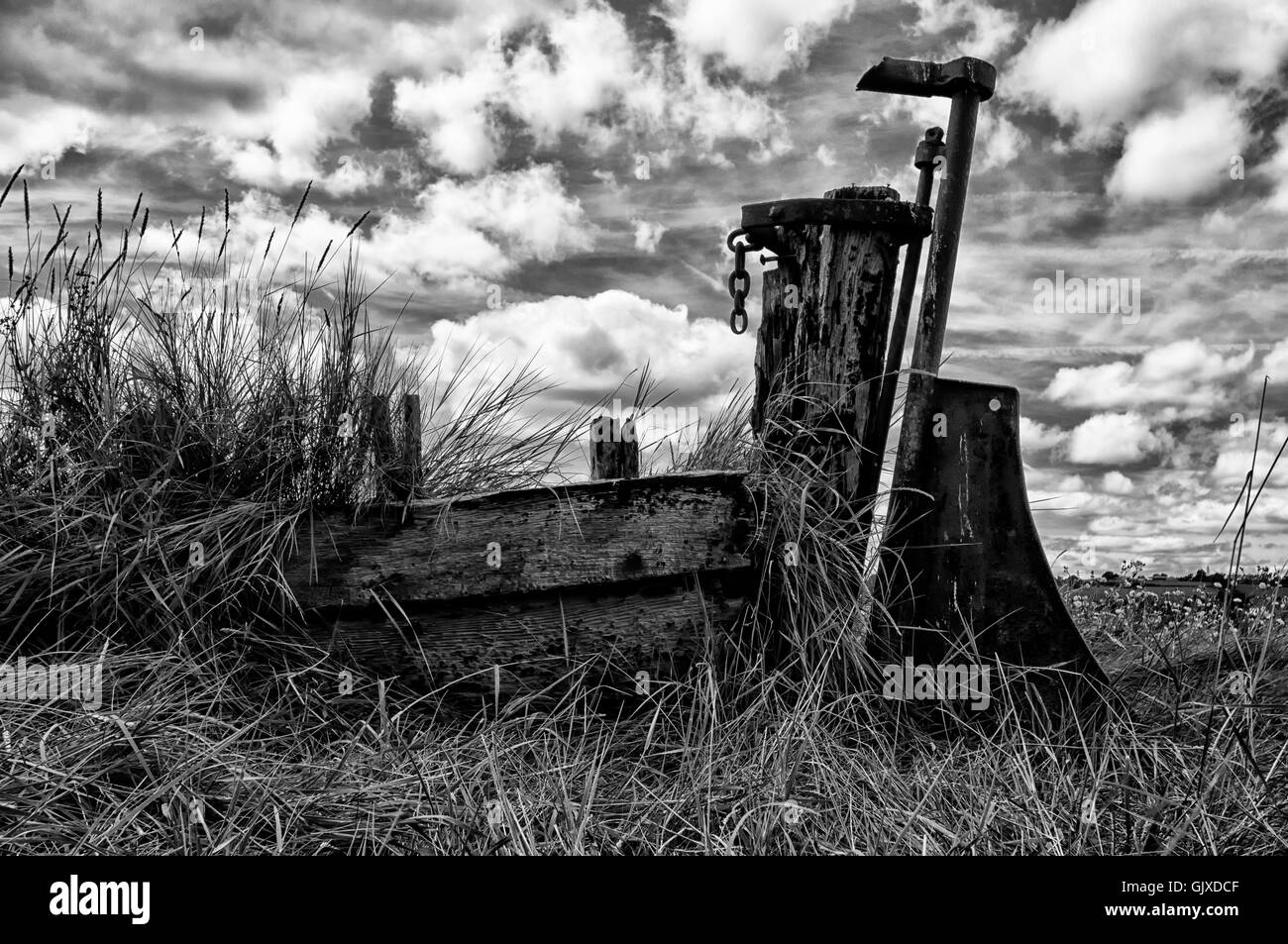 Purton Ship Graveyard Mono chrome Stock Photo - Alamy