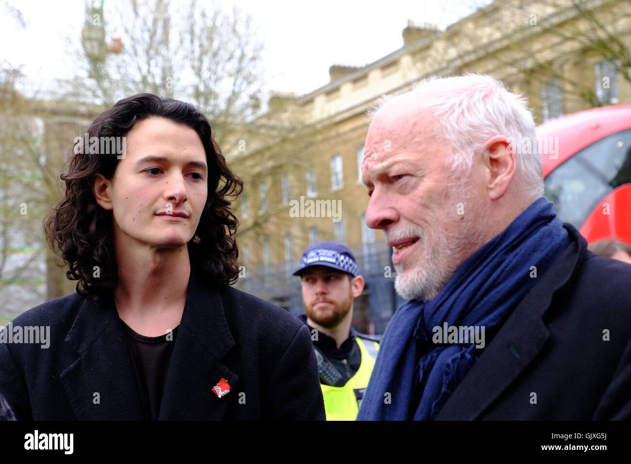 David Gilmore and son Charlie together at protest in London today ...