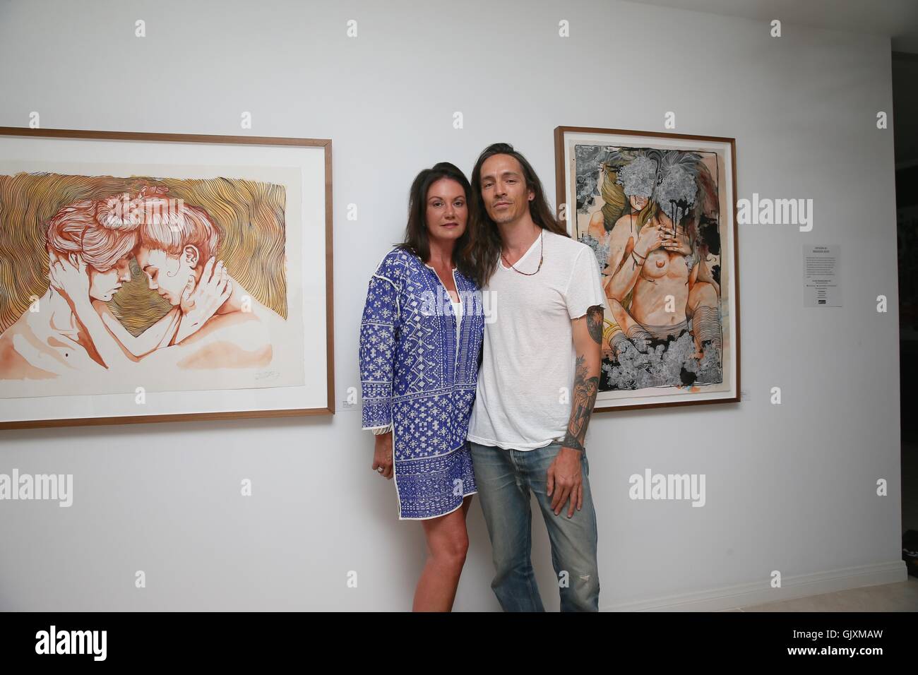 Brandon Boyd seen posing next to his artwork at the Paradise House ...