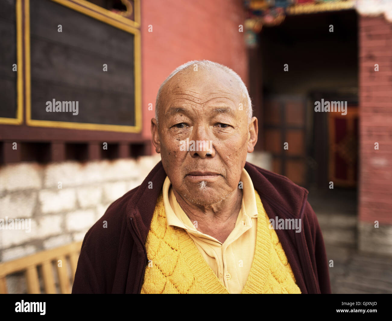 An old monk outside Tengboche Monastery in Nepal's Everest Base Camp ...
