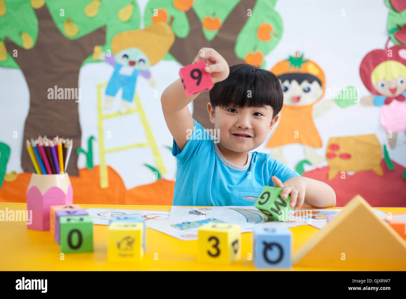 Boy fun learning Stock Photo - Alamy