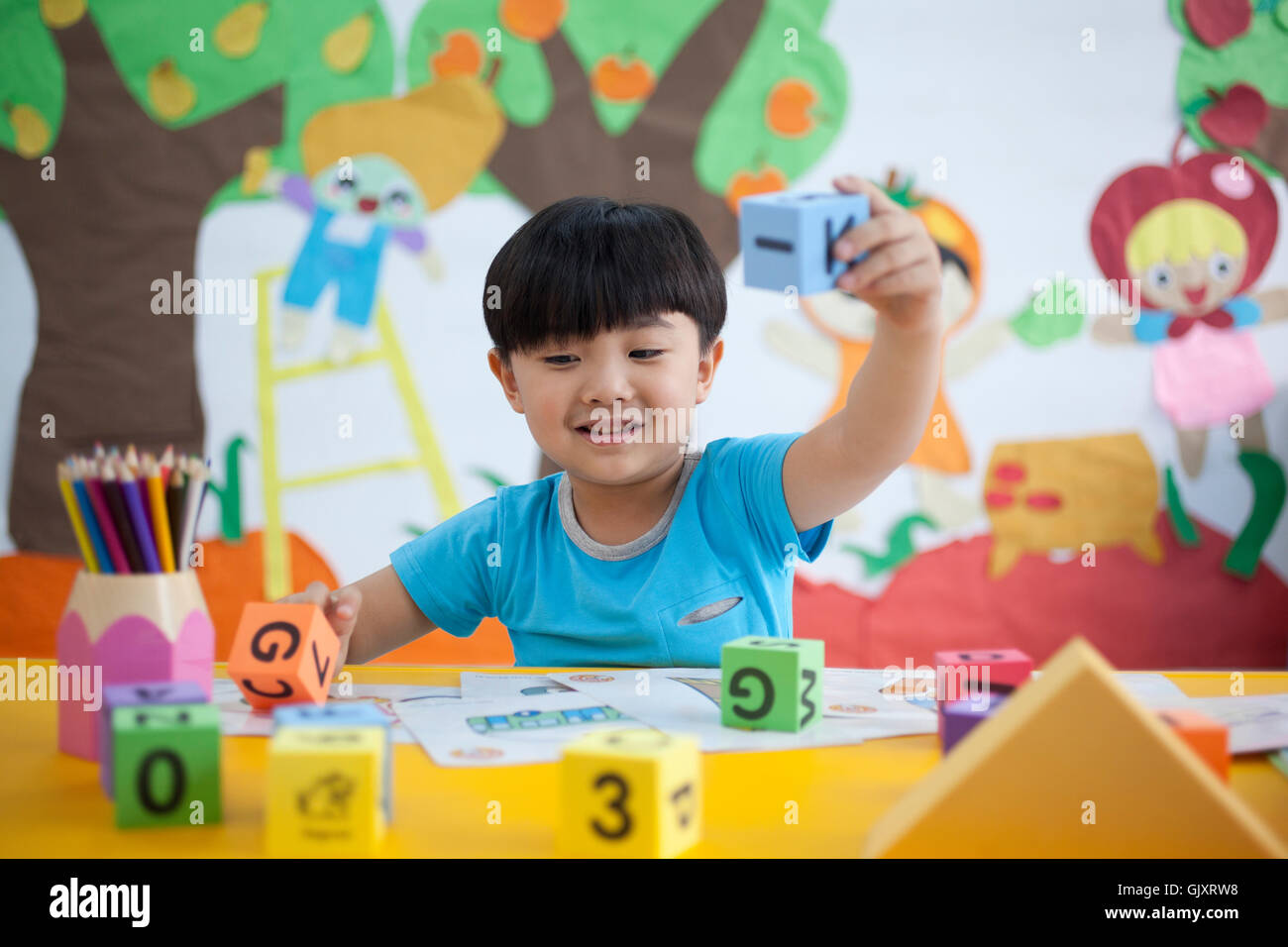 Boy fun learning Stock Photo - Alamy