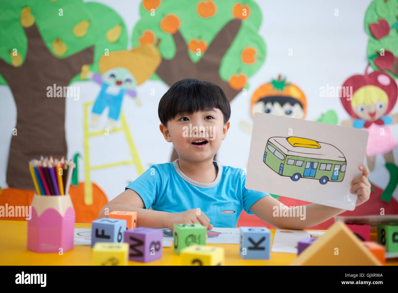 Boy fun learning Stock Photo - Alamy