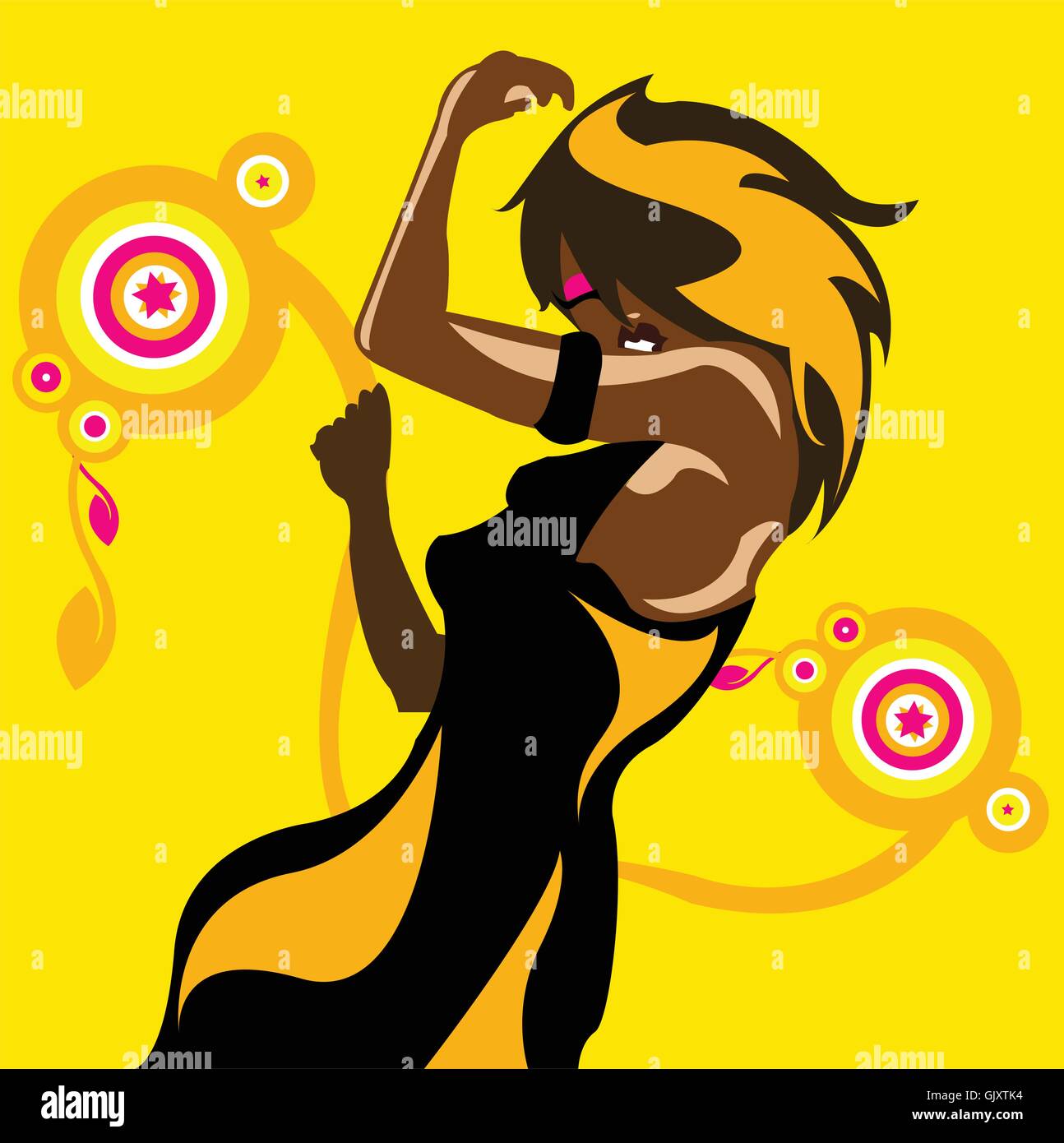 Night Club Girl Yellow Stock Vector Image & Art - Alamy