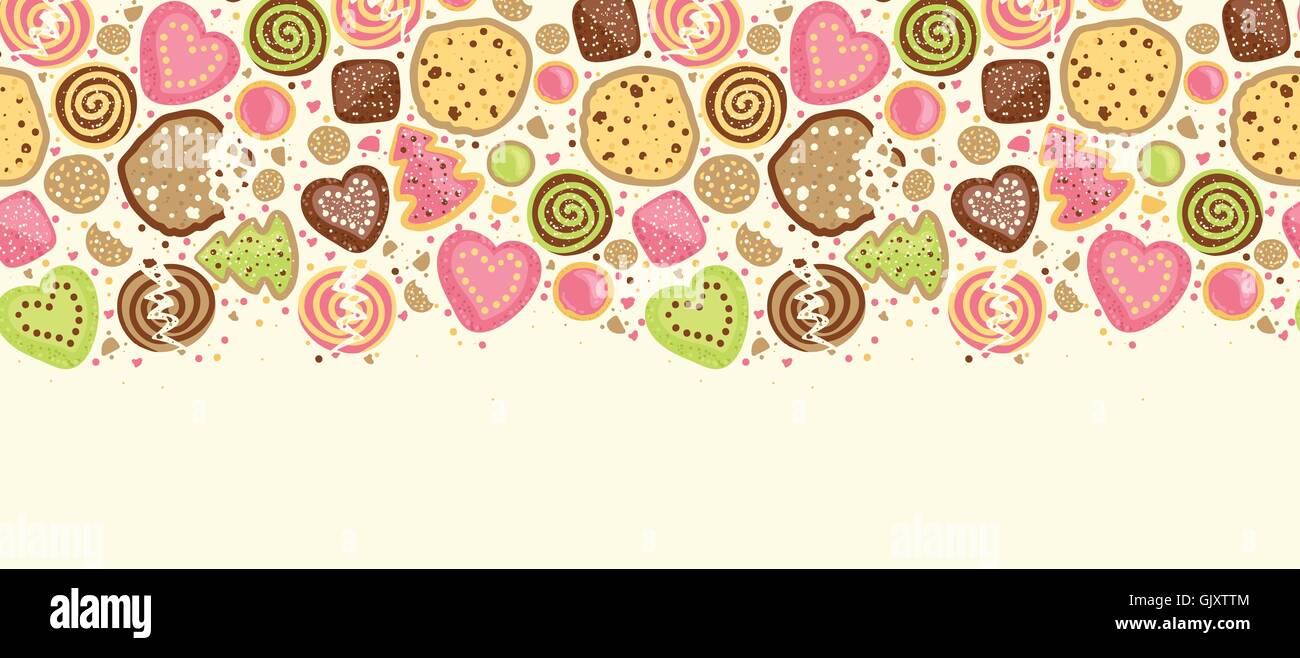 Colorful cookies horizontal seamless pattern background border Stock ...