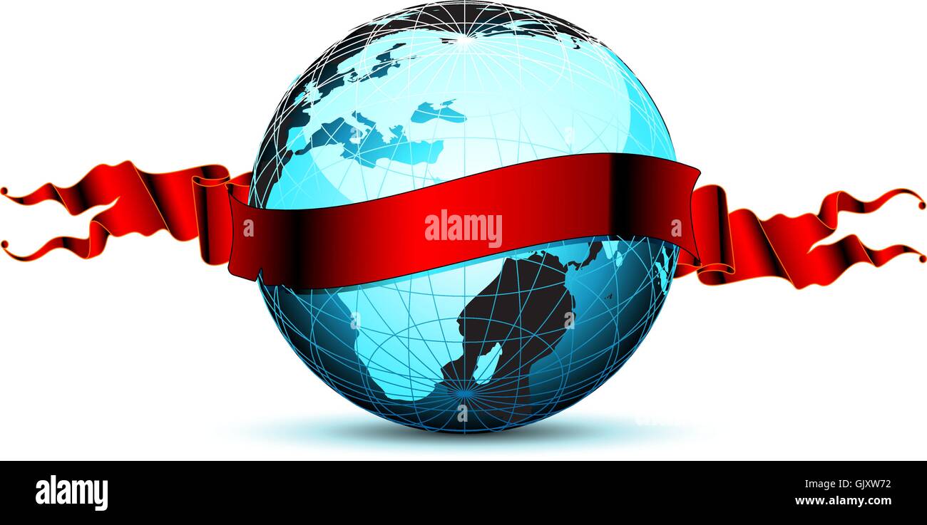 world with ribbon Stock Vector Image & Art - Alamy