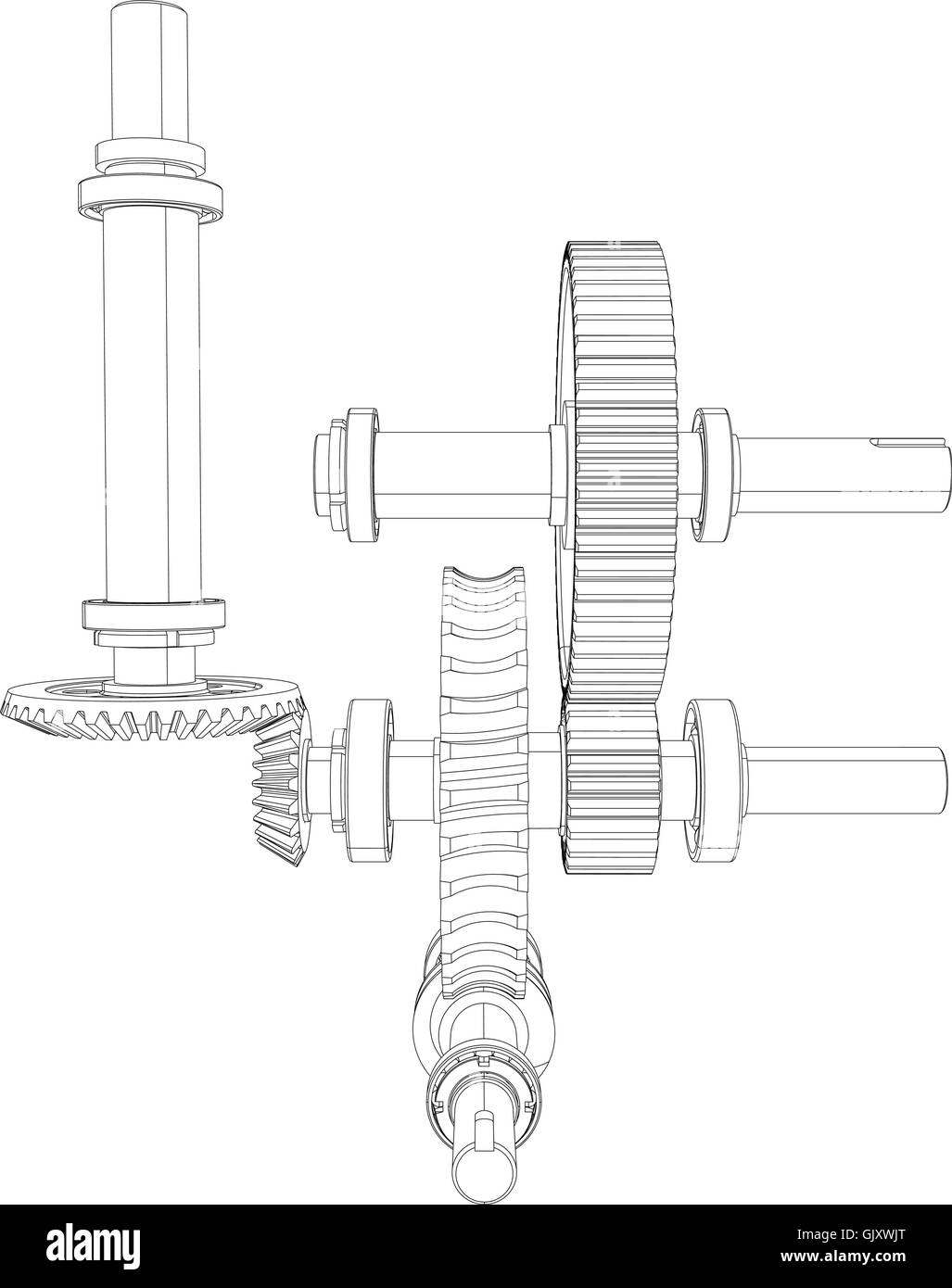 Reducer consisting of gears, bearings and shafts. Vector Stock Vector ...