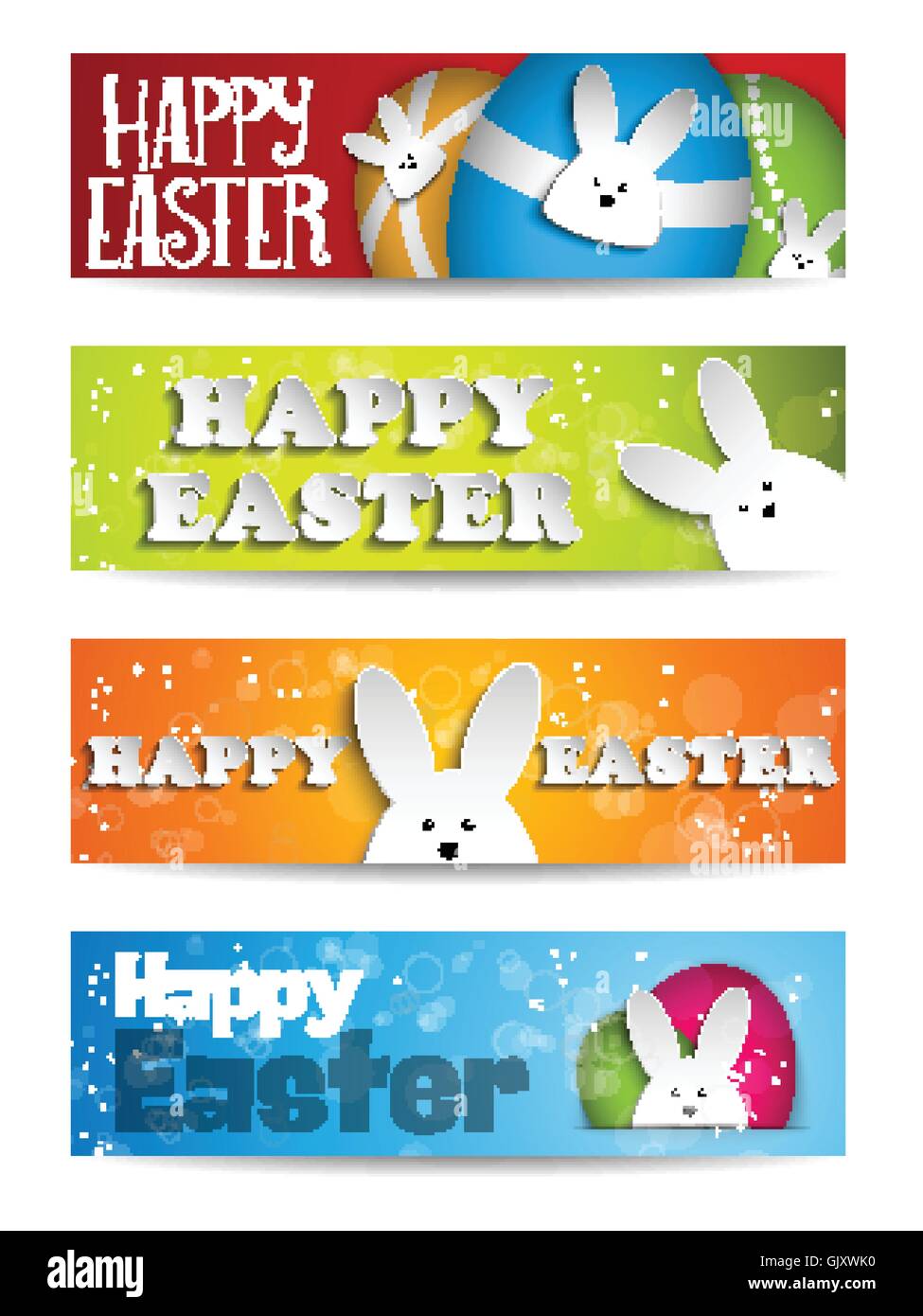 Happy Easter Rabbit Bunny Set of Banners Stock Vector Image & Art - Alamy