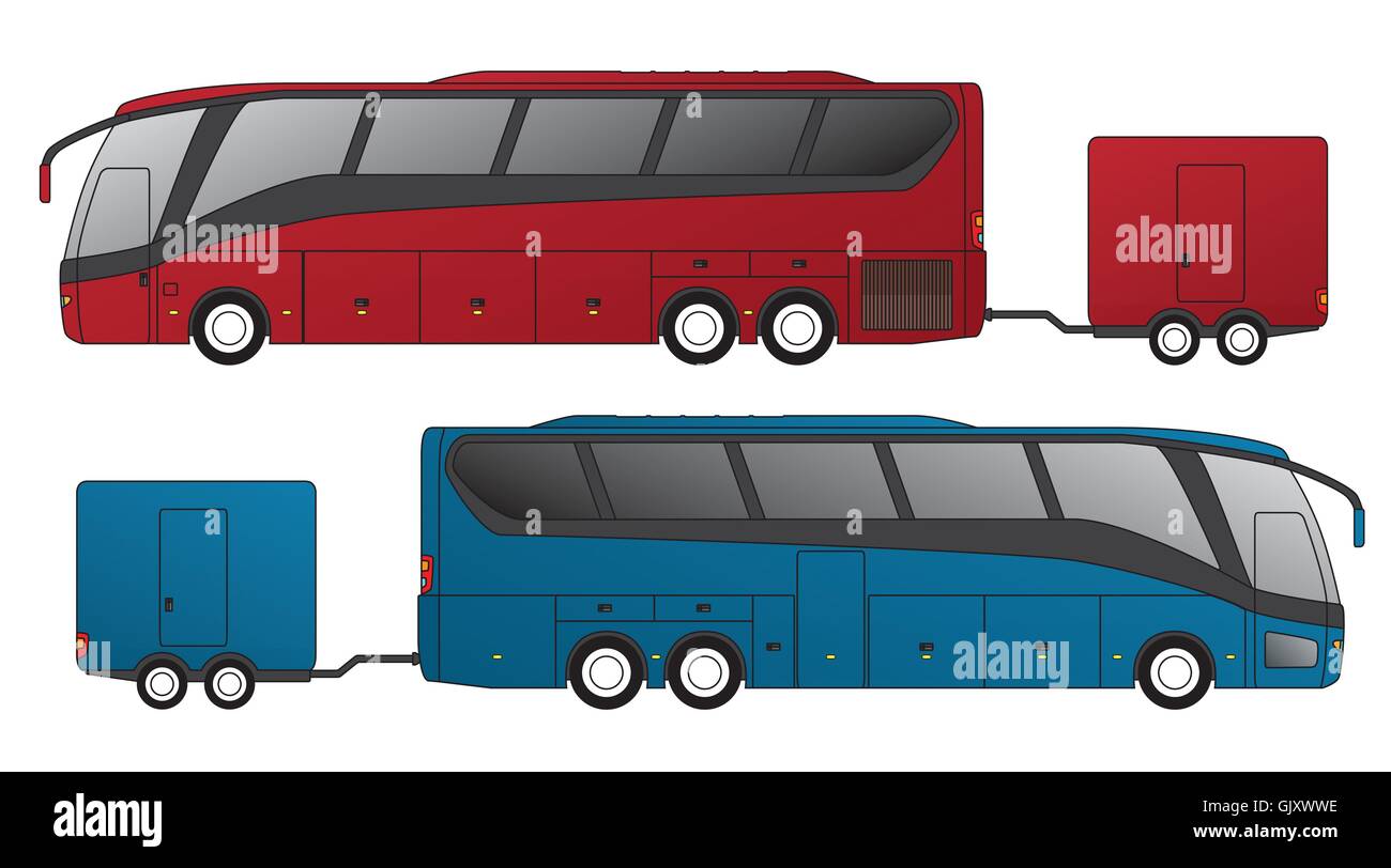 Tourist bus with attached trailer Stock Vector Image & Art - Alamy