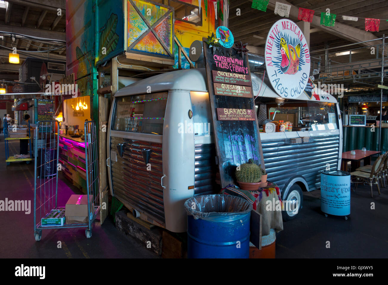 Authentic Mexican food stall in the new street food eatery in the rough ...