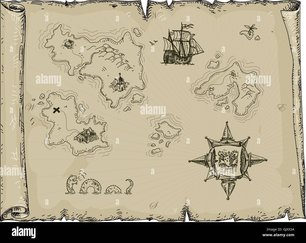 Ancient map Stock Vector Images - Alamy