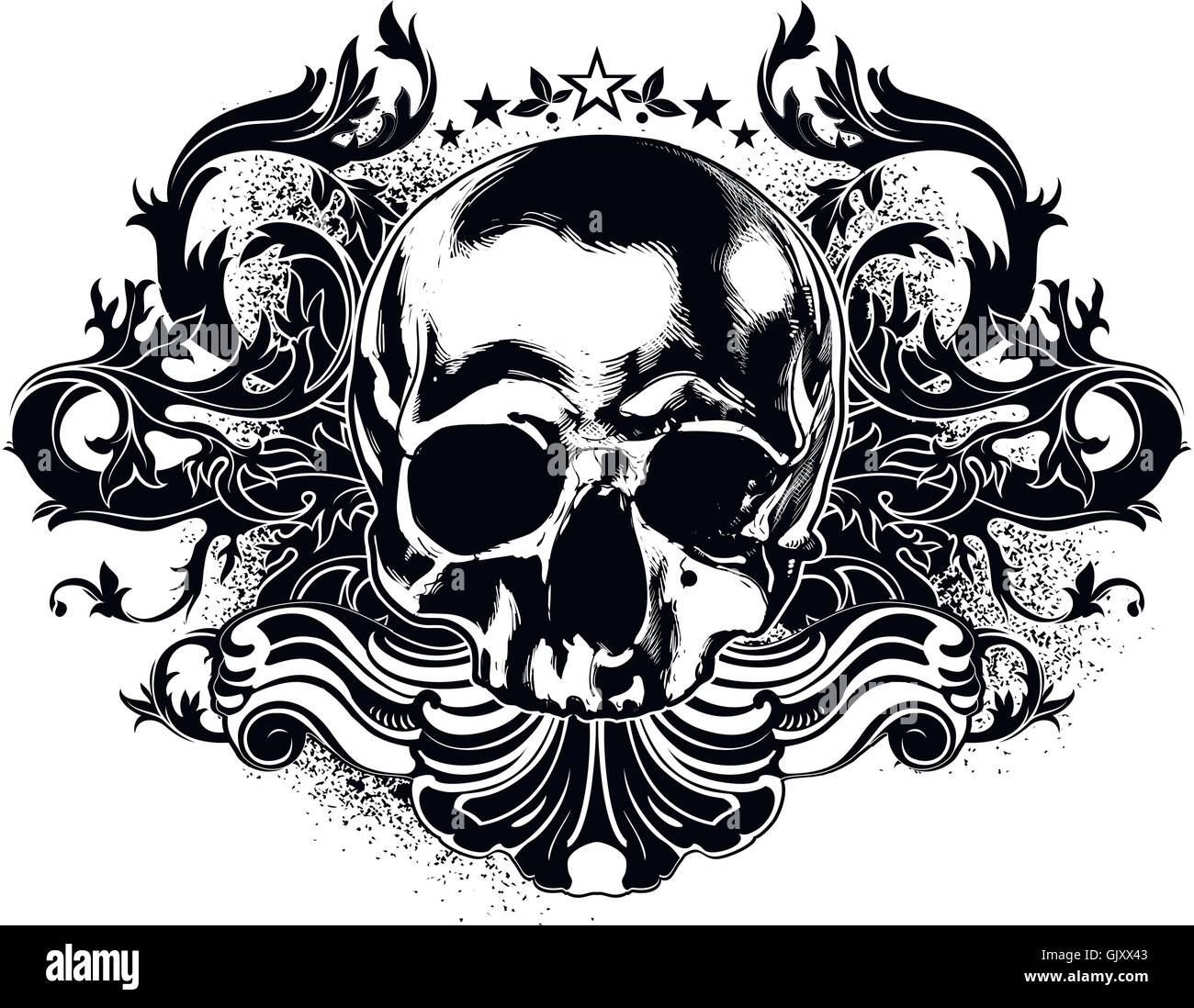 Black white skull wings Stock Vector Images - Alamy