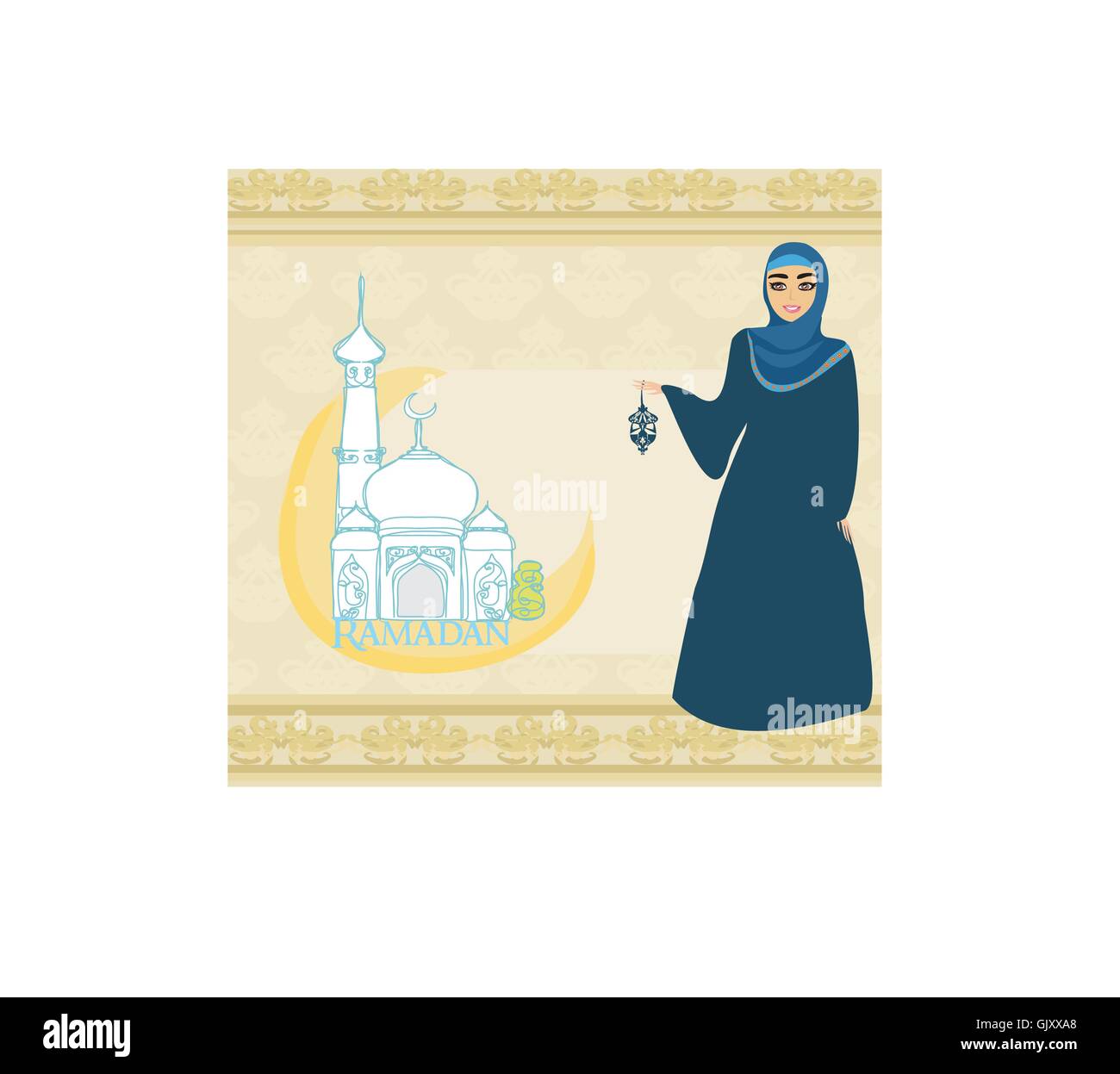 beautiful muslim women on mosque background Stock Vector Image & Art ...