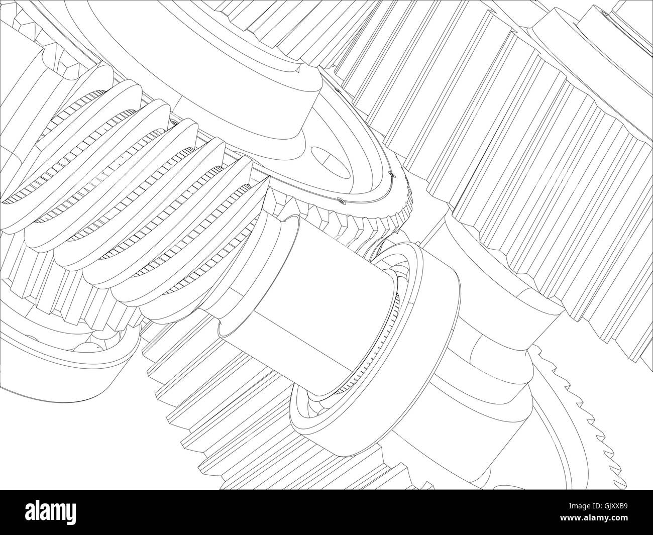 Wire-frame gears with shafts. Close-up. Vector Stock Vector Image & Art ...