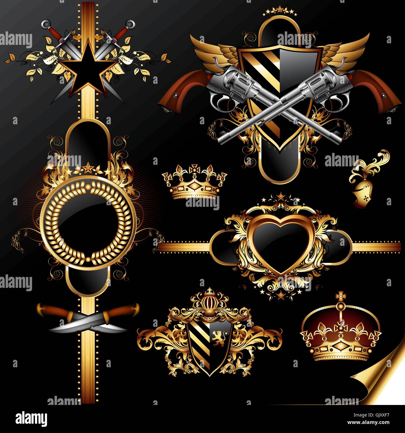 set of ornamental golden labels Stock Vector Image & Art - Alamy