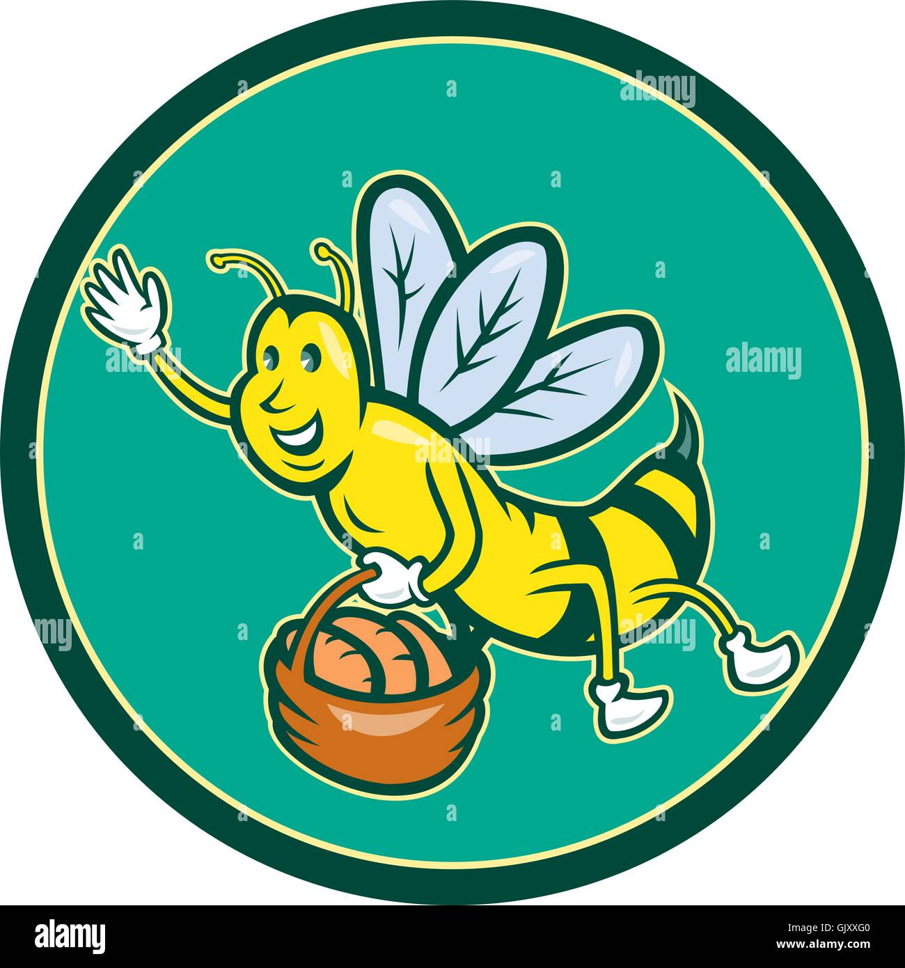 Bee Carrying Basket With Bread Cartoon Stock Vector Image & Art - Alamy