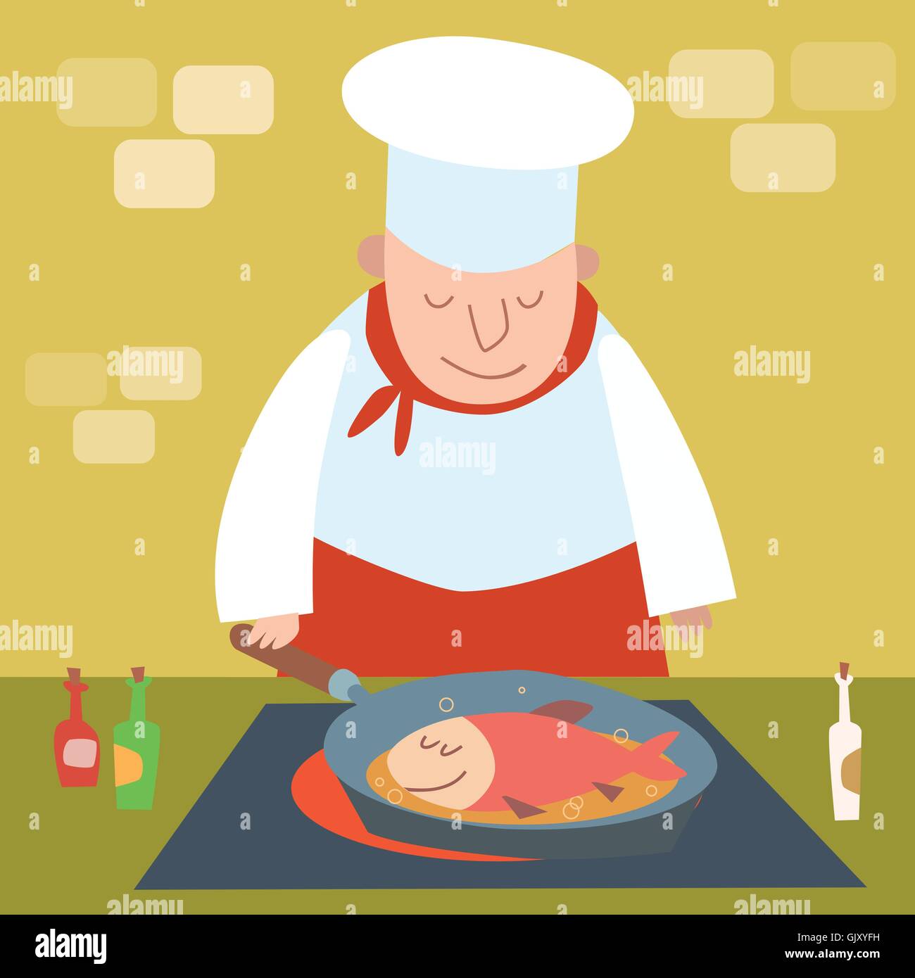 Fish fry in pan Stock Vector Images - Alamy