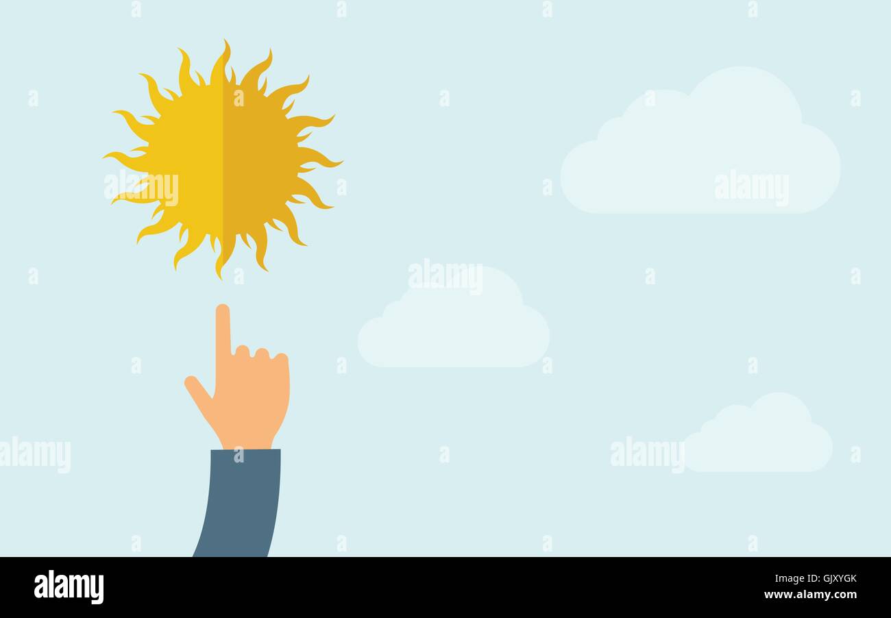 Hand pointing to sun icon Stock Vector Image & Art - Alamy