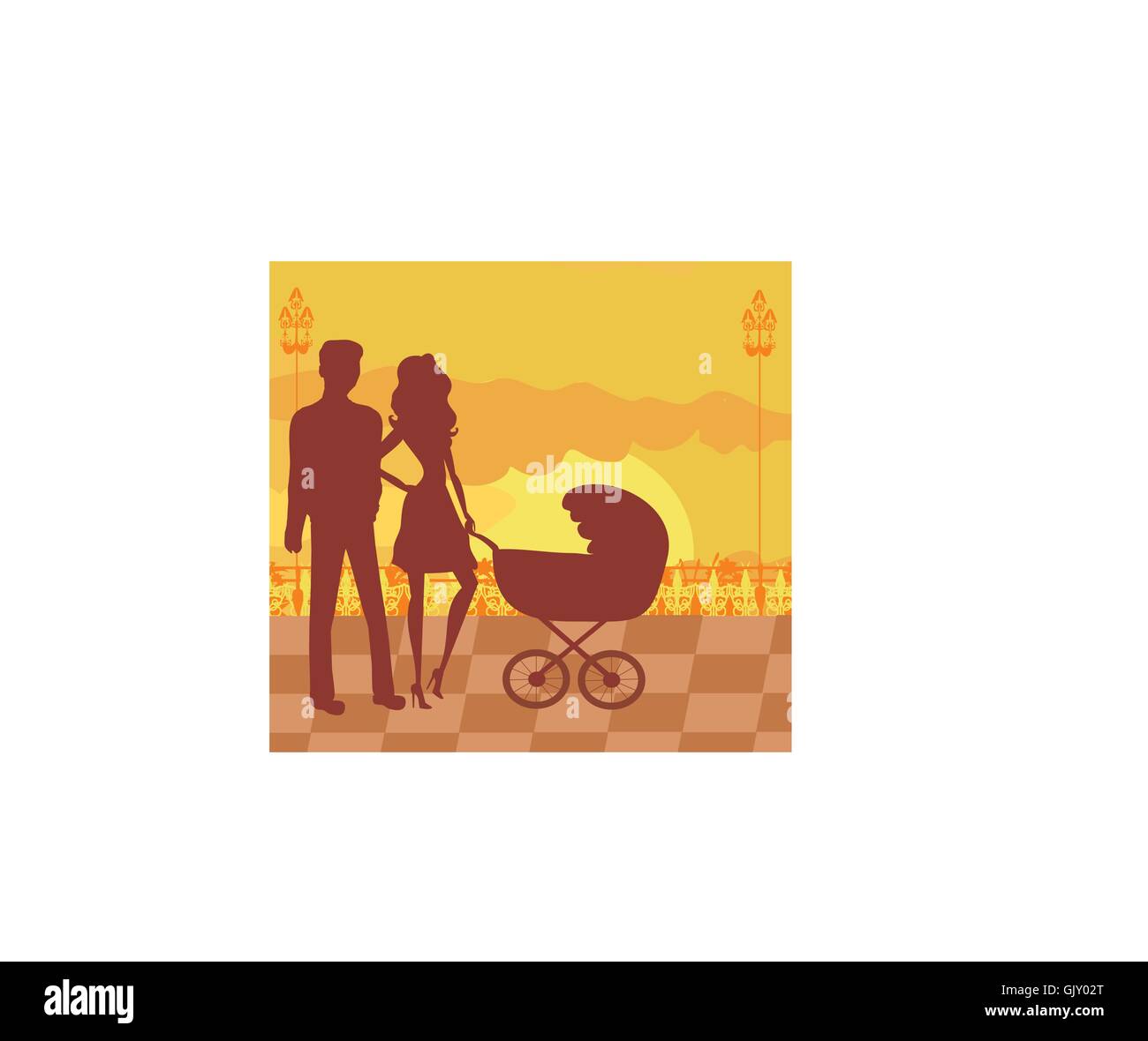 family in sunset Stock Vector Image & Art - Alamy
