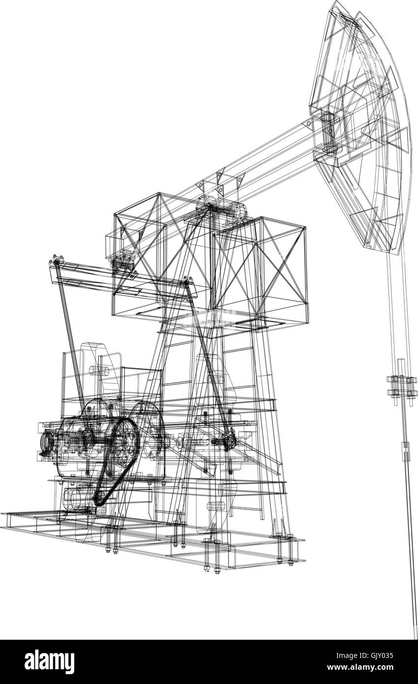 Oil pump jack. Vector rendering of 3d Stock Vector Image & Art - Alamy
